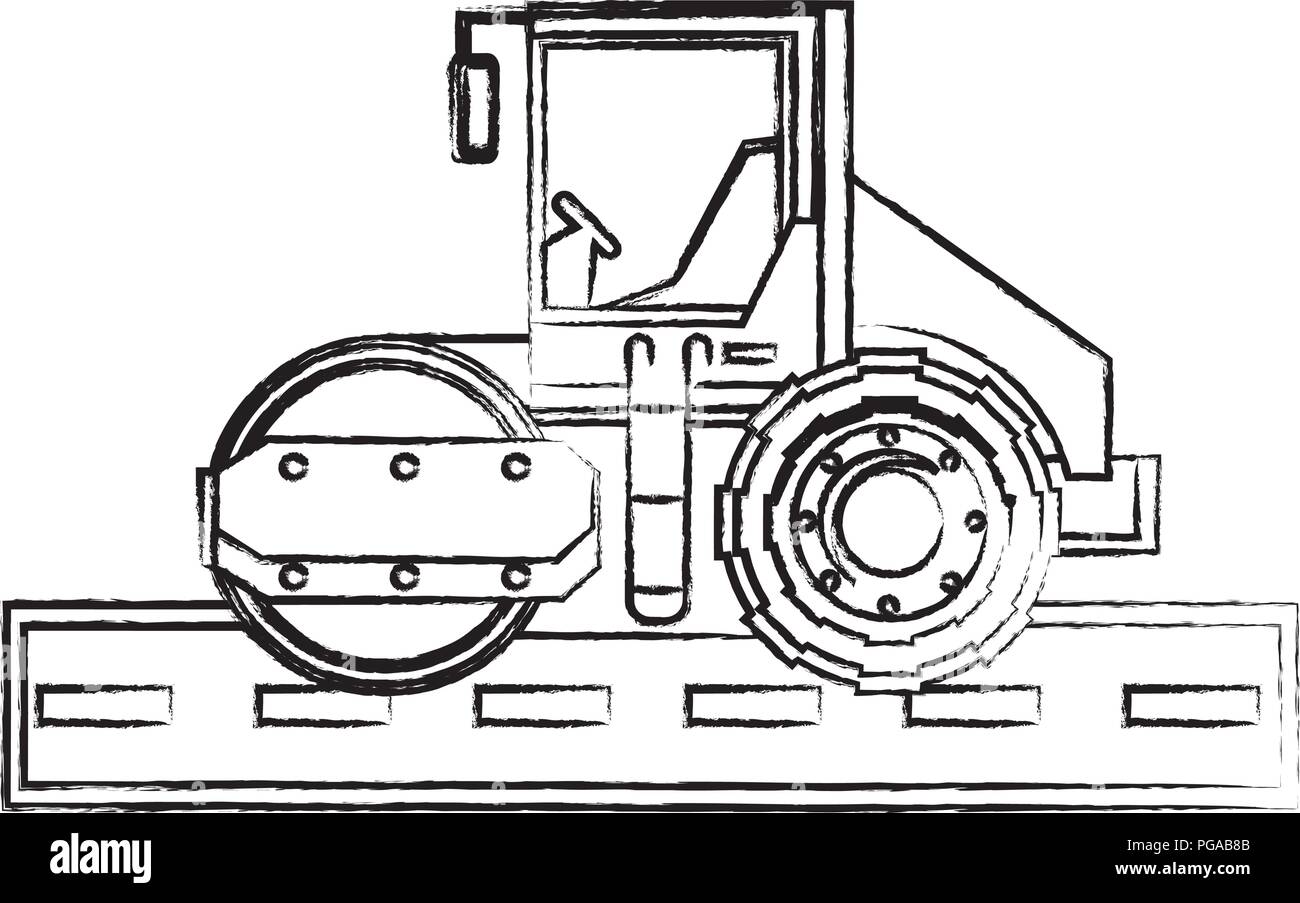 road roller truck icon over white background, vector illustration Stock ...