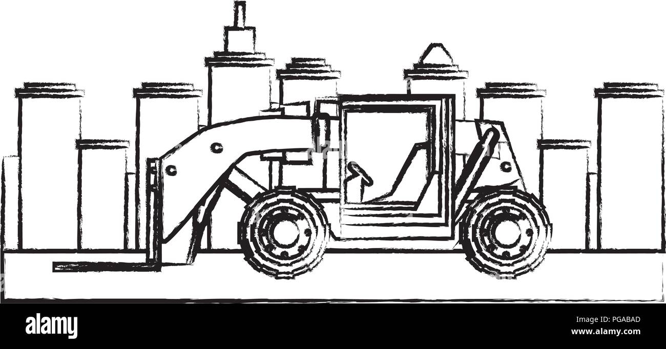 construction truck icon over city buildings and white background ...