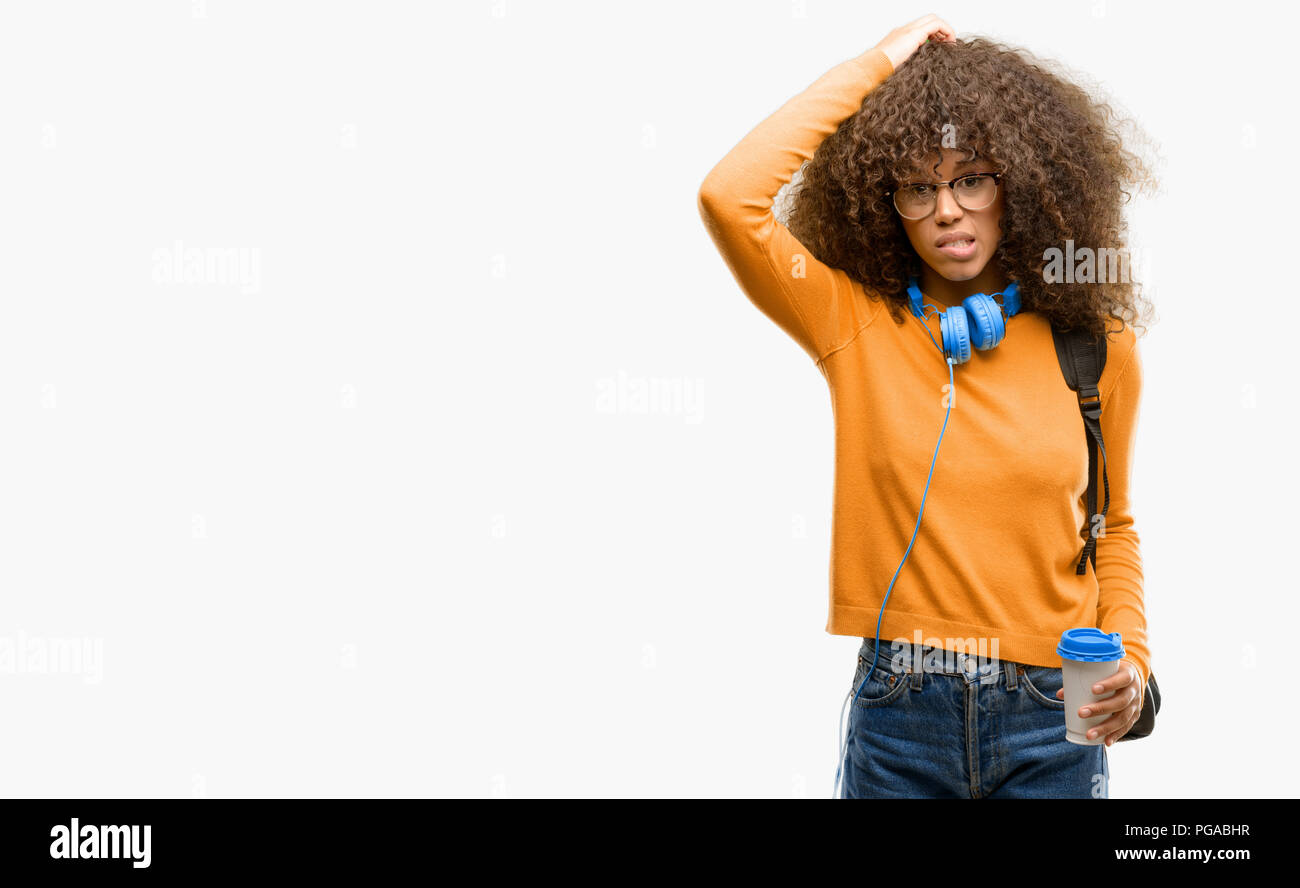 African american student woman doubt expression, confuse and wonder ...