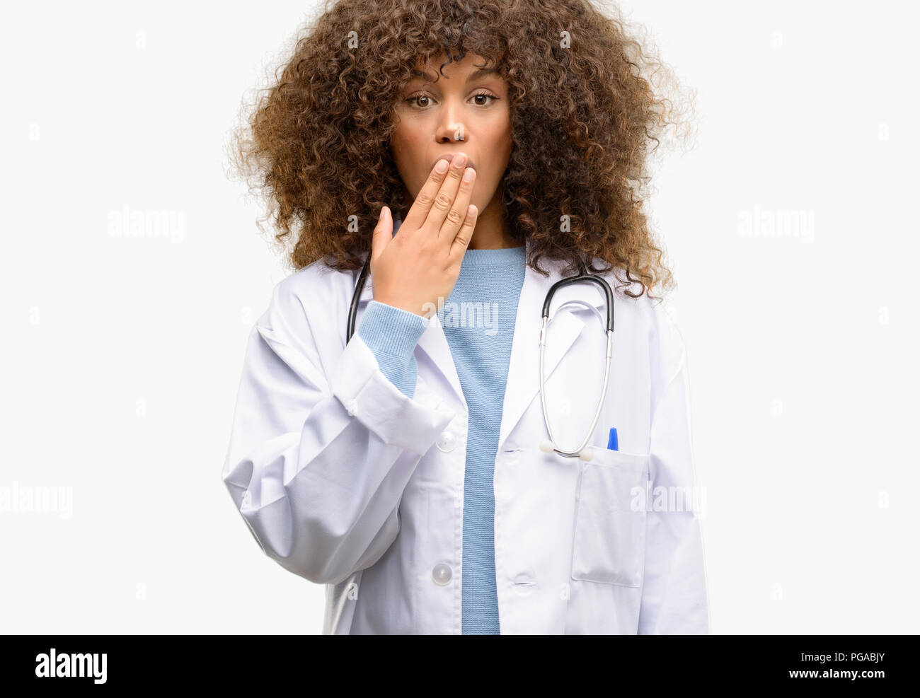 African american doctor woman, medical professional working covers ...