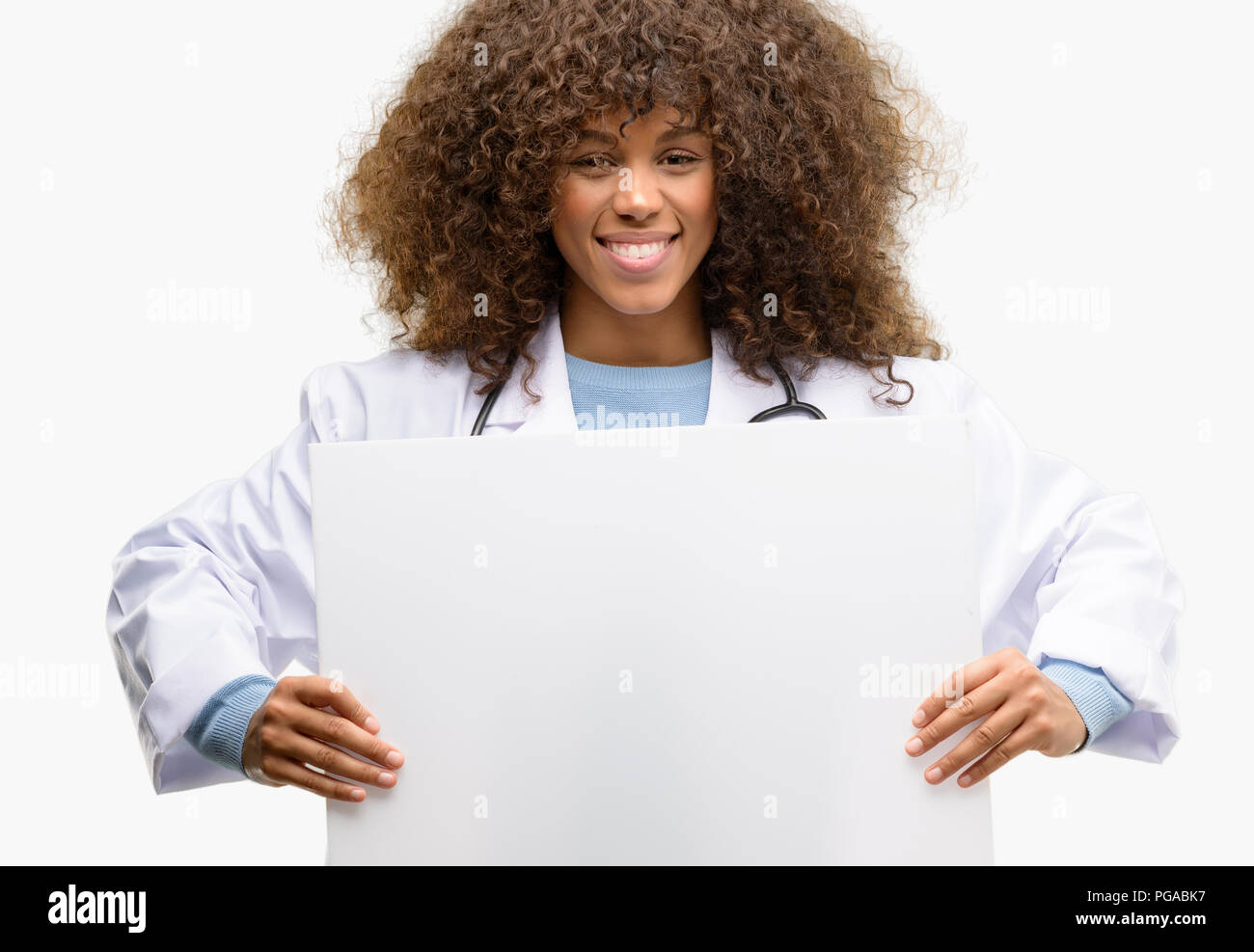 African american doctor woman, medical professional working holding ...