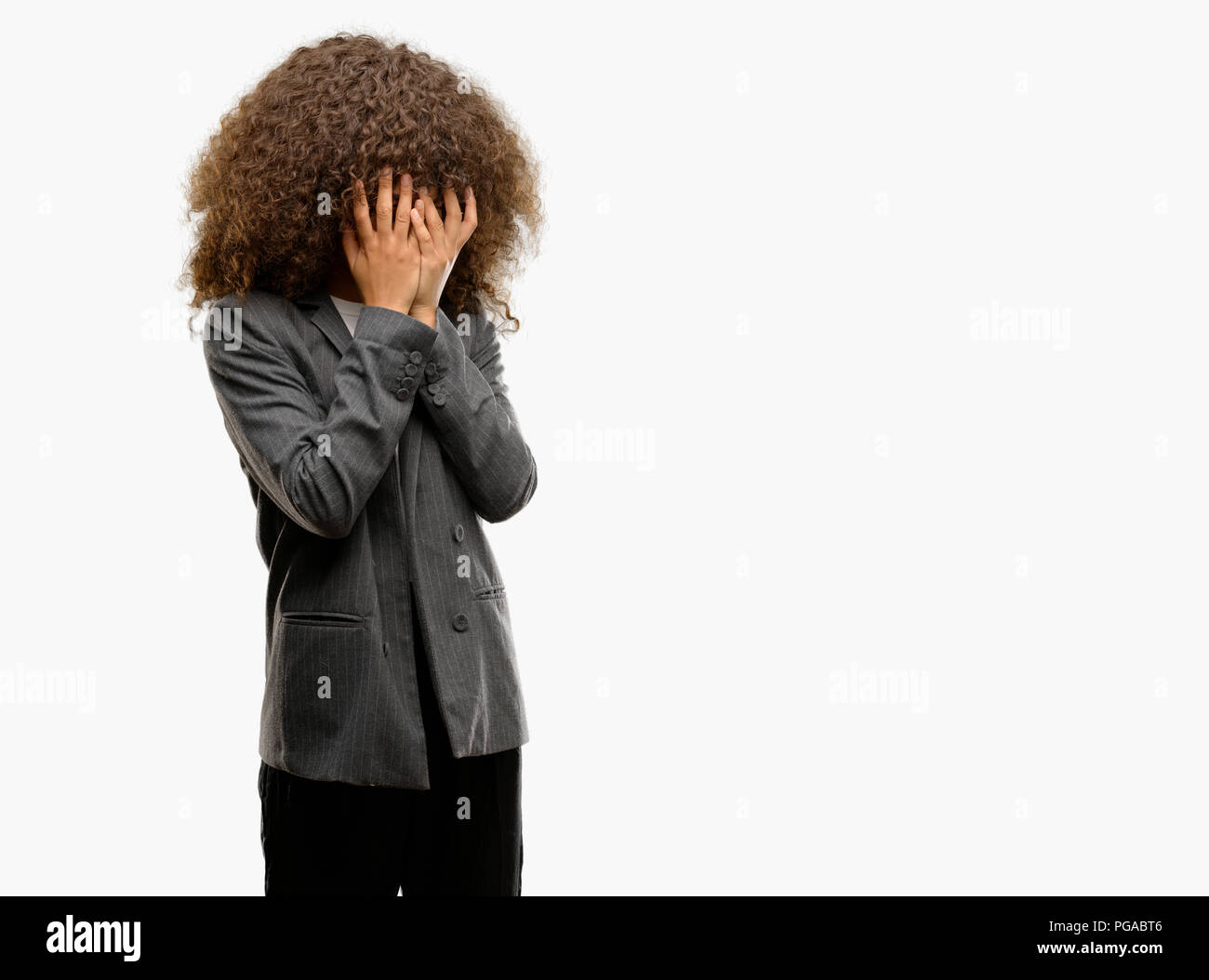 Hands covering face crying female Cut Out Stock Images & Pictures - Alamy