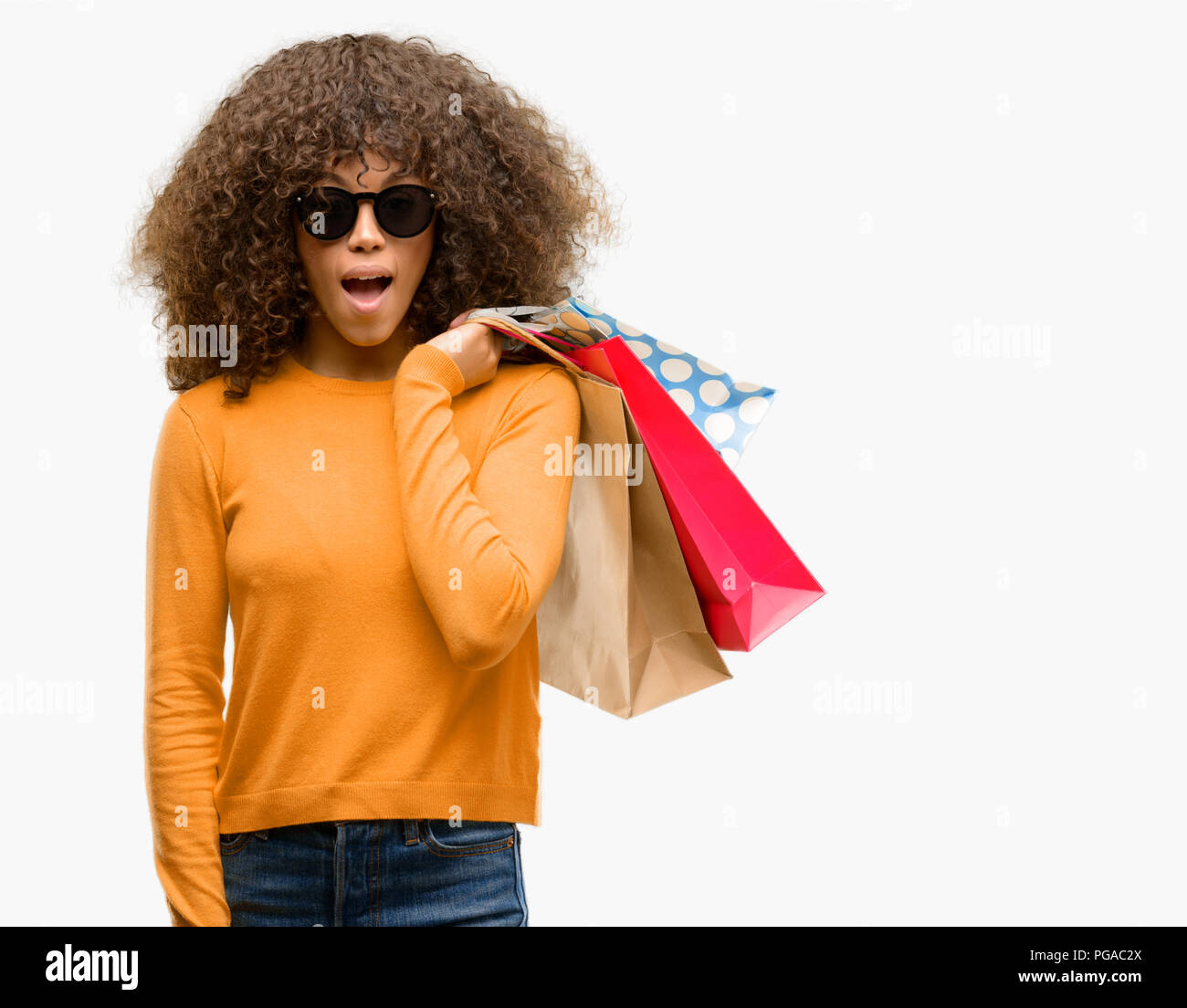 Black woman face scared Cut Out Stock Images & Pictures - Alamy