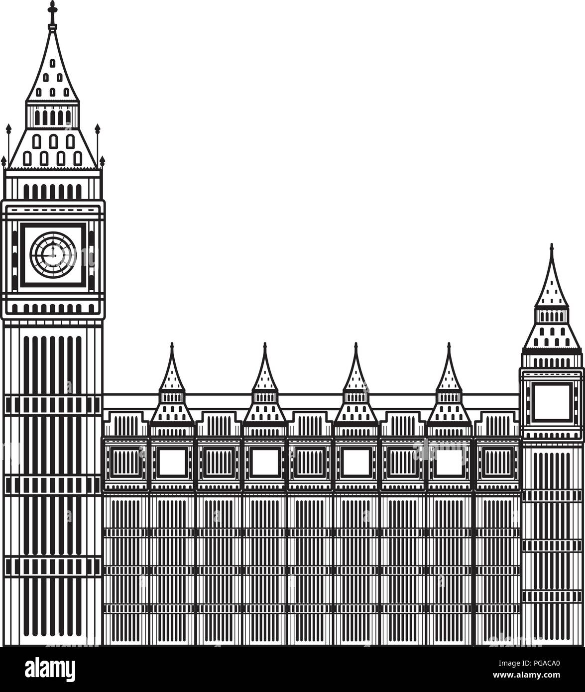 line london clock tower medieval architecture Stock Vector Image & Art ...