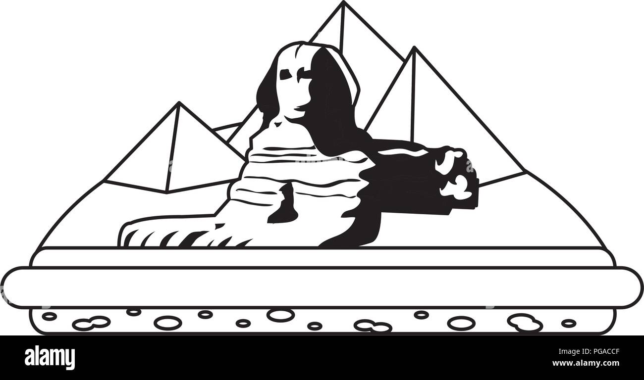 line giza egypt sculpture architecture pyramids Stock Vector Image ...