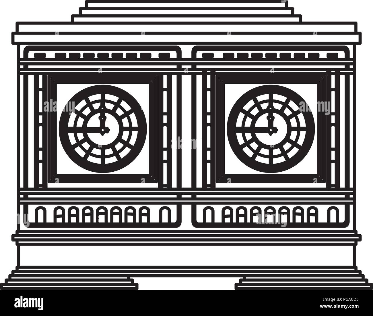 line medieval clock object structure design Stock Vector Image & Art ...