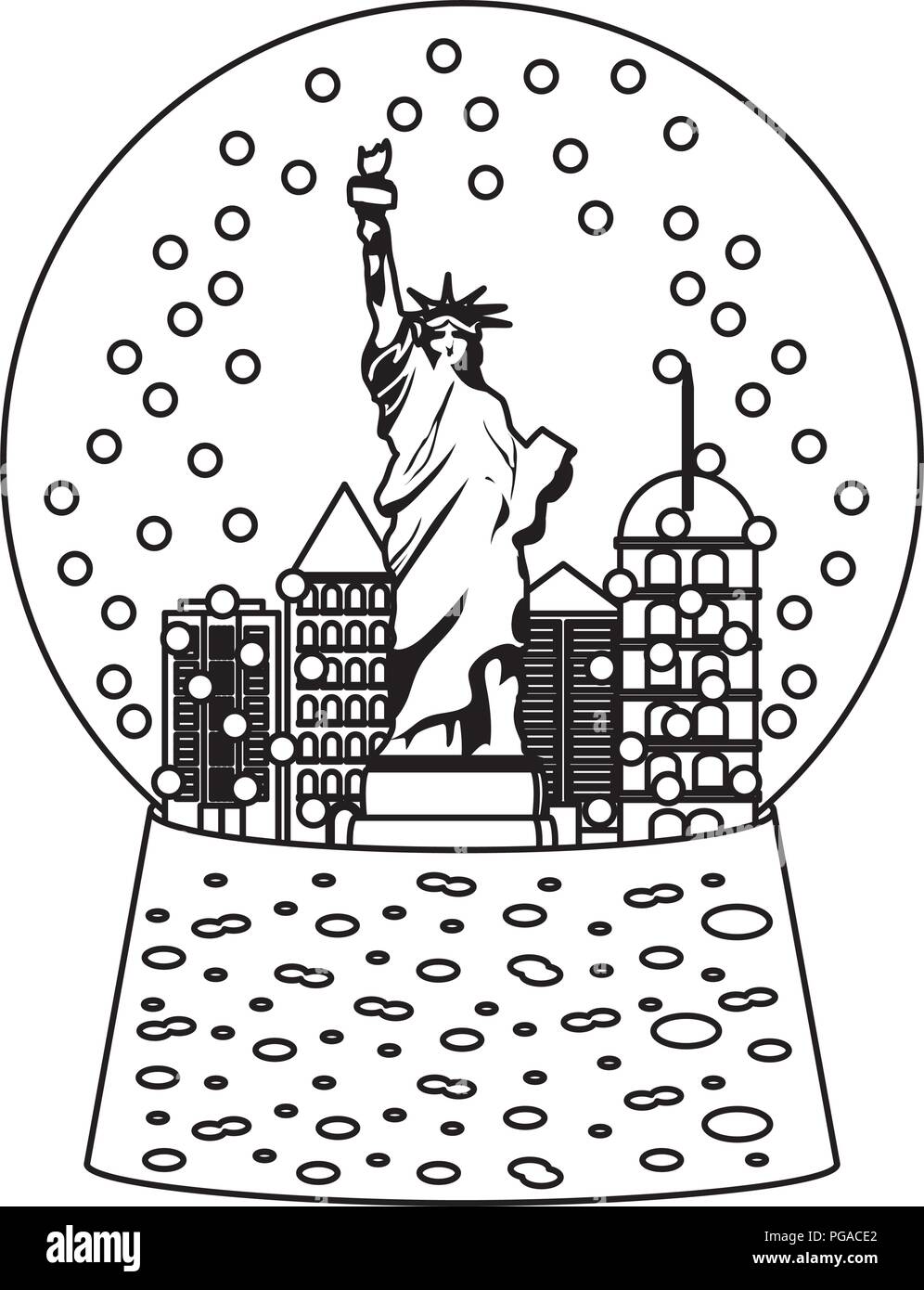 line statue liberty inside snow ball glass Stock Vector Image & Art - Alamy