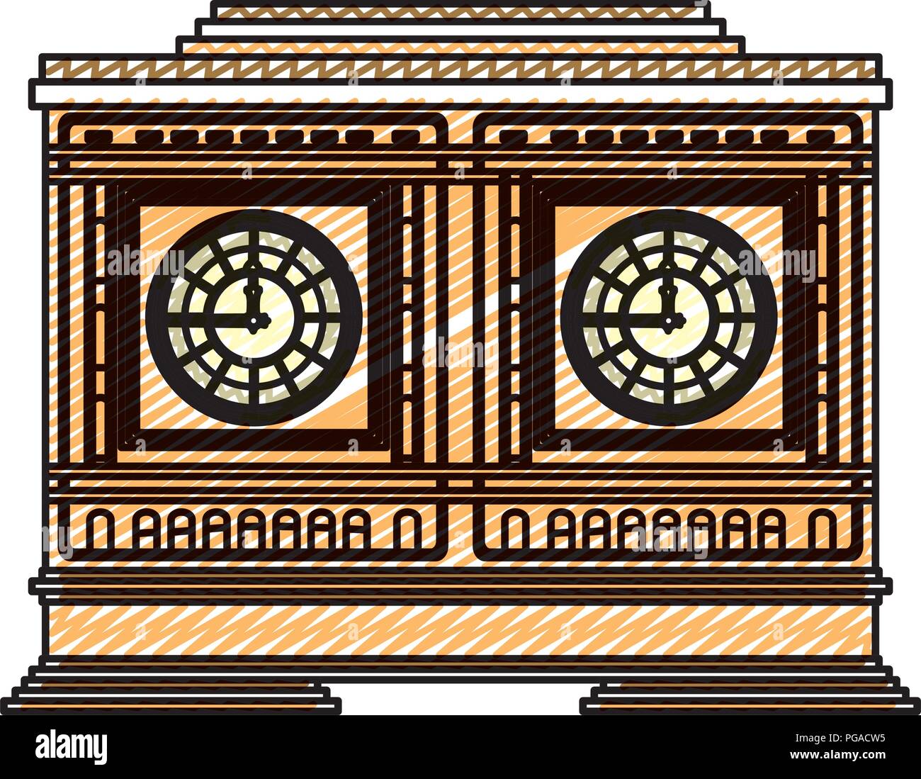 doodle medieval clock object structure design Stock Vector Image & Art ...