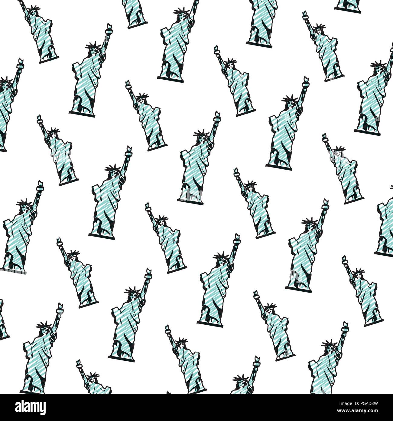 doodle statue liberty sculpture design background Stock Vector Image ...