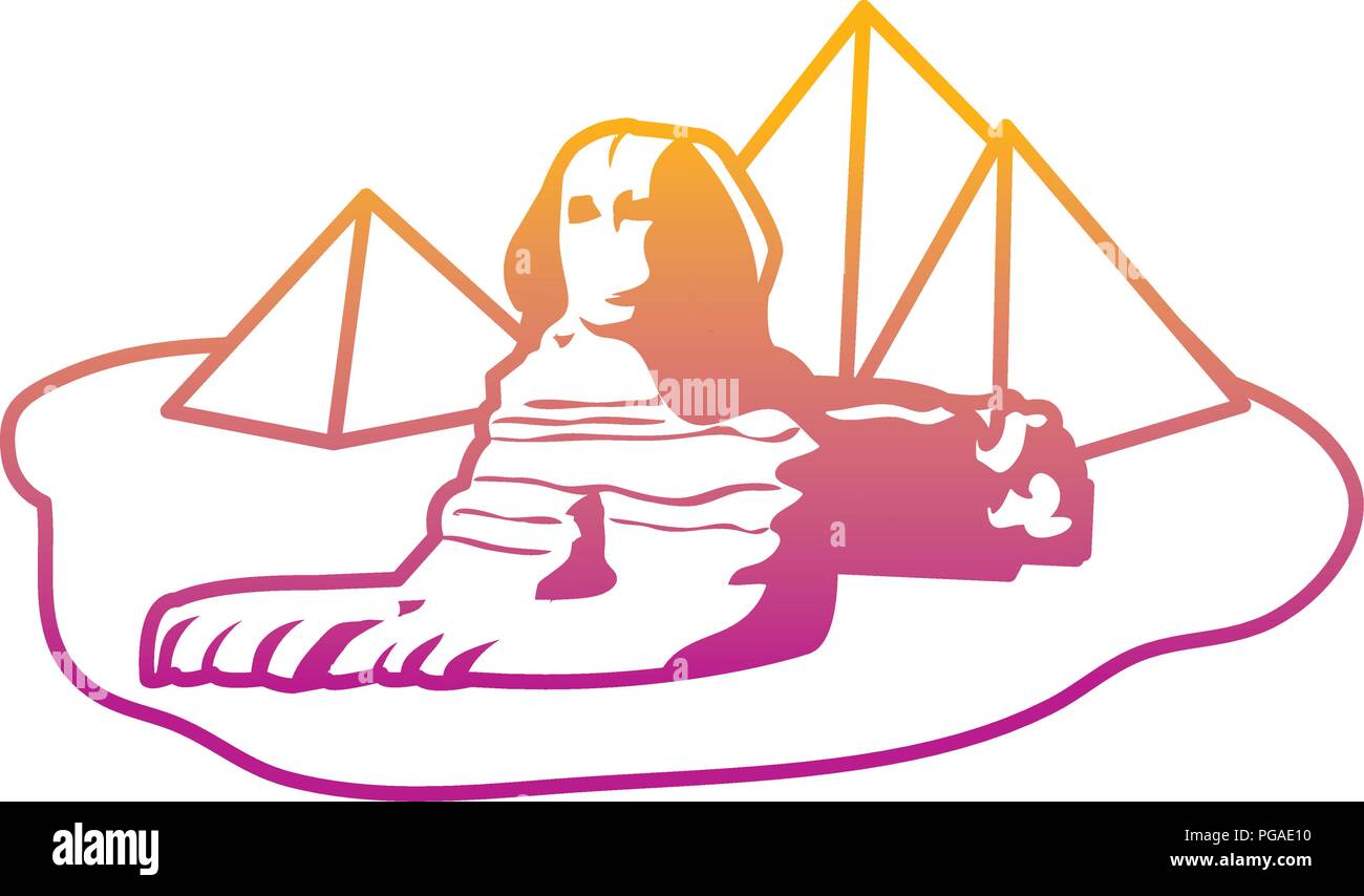 degraded line famous giza egypt sculpture pyramids Stock Vector Image ...