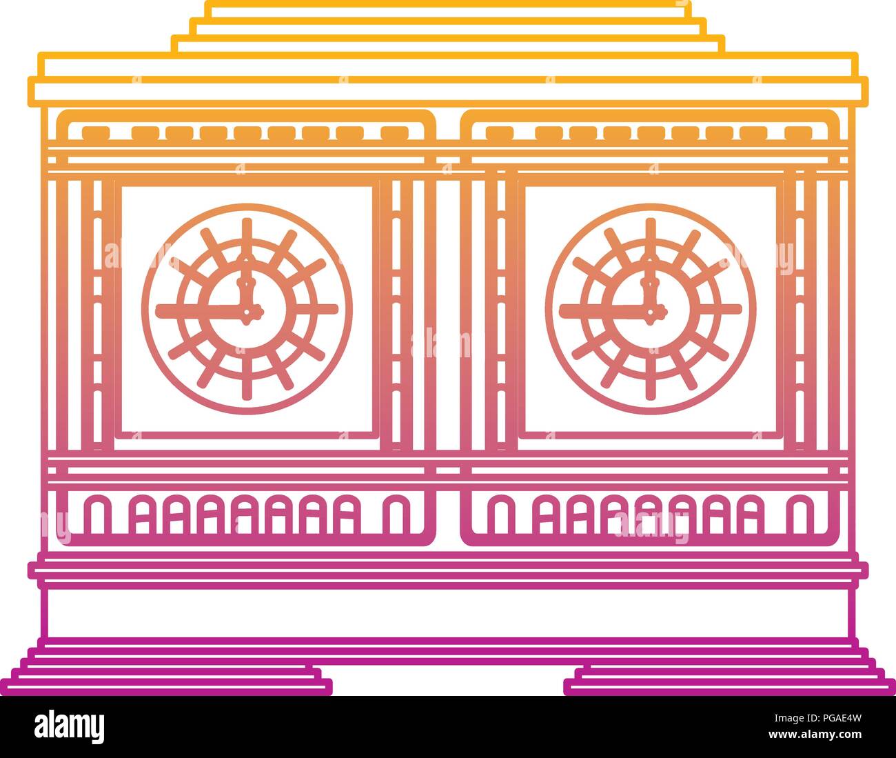 degraded line medieval clock object structure design Stock Vector Image ...