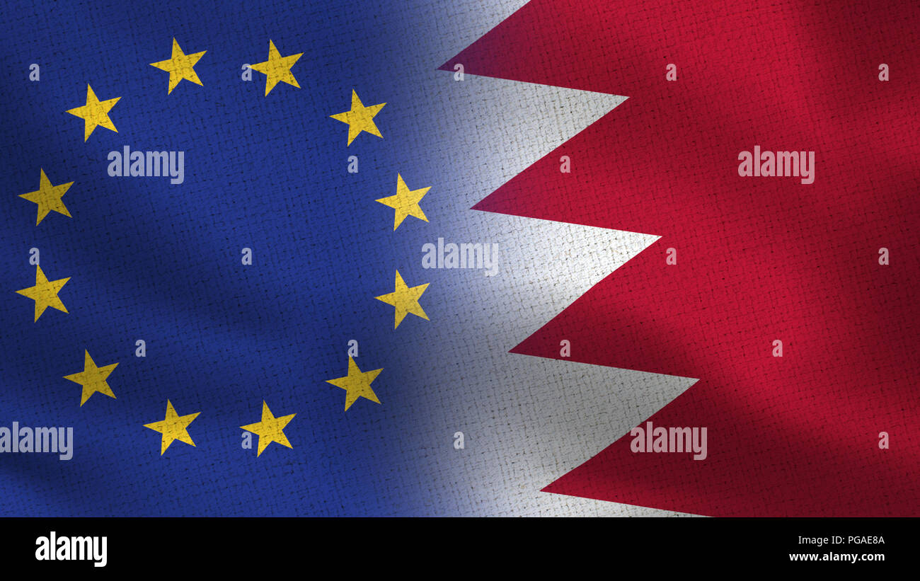 European Union and Bahrain Flags - Two Flags Together - EU Stock Photo ...