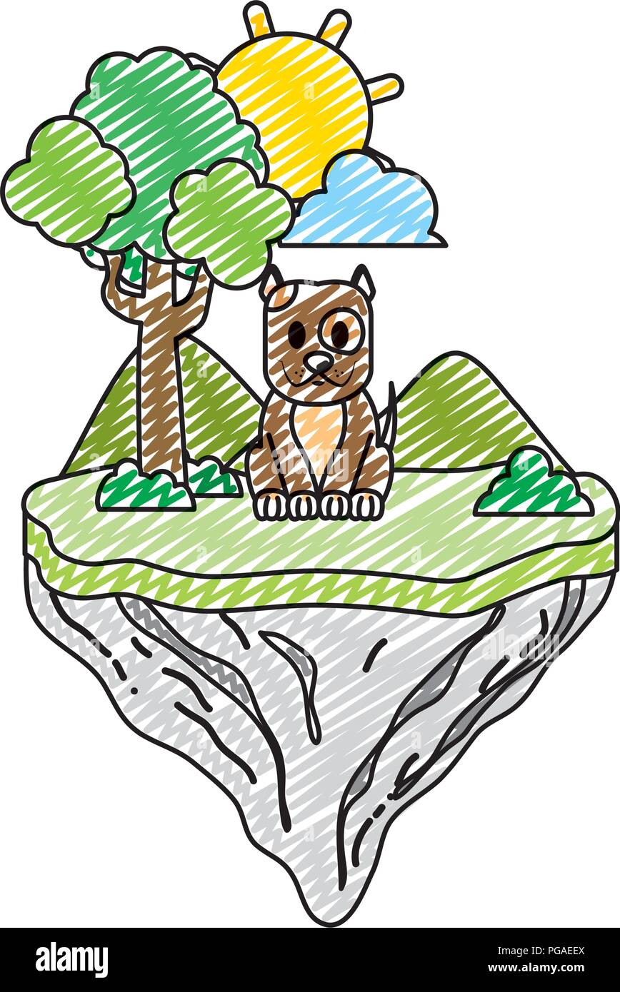 doodle cute dog animal in float island Stock Vector Image & Art - Alamy