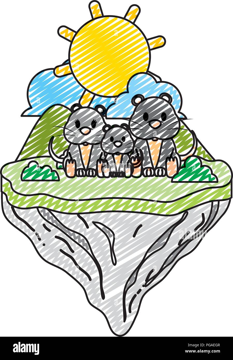 doodle family mouse animal in float island Stock Vector Image & Art - Alamy