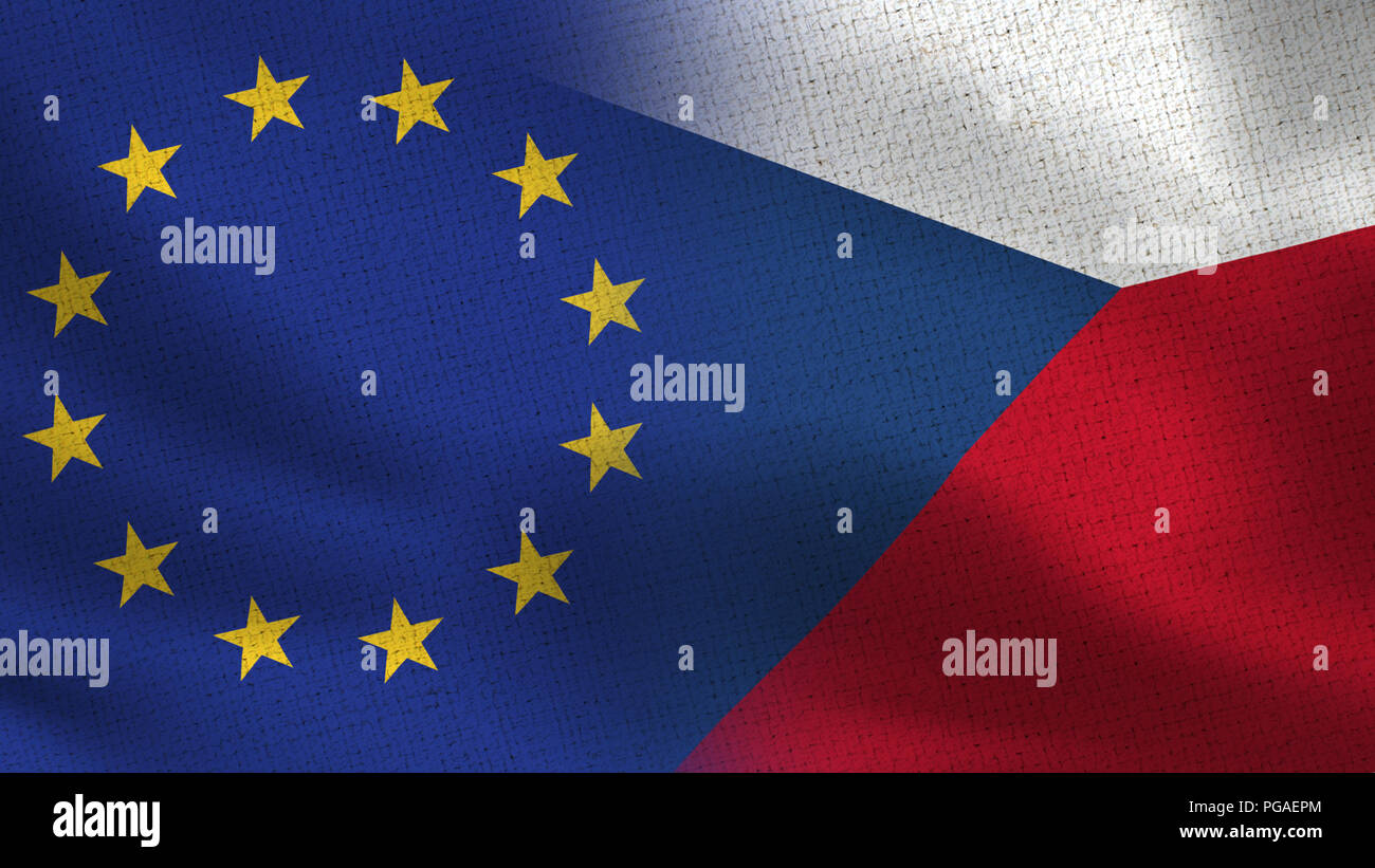 European Union and Czech Republic Flags - Two Flags Together - EU Stock ...