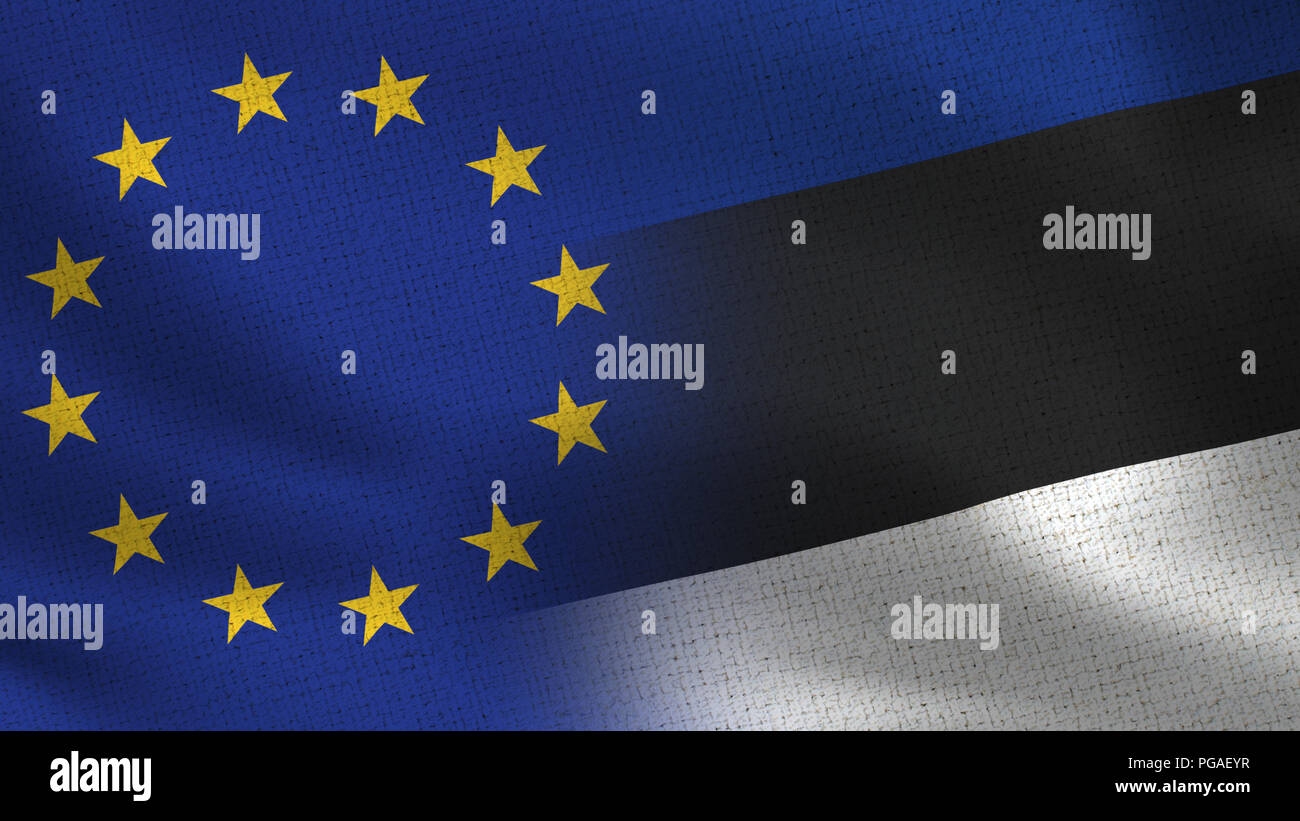 European Union and Estonia Flags - Two Flags Together - EU Stock Photo ...