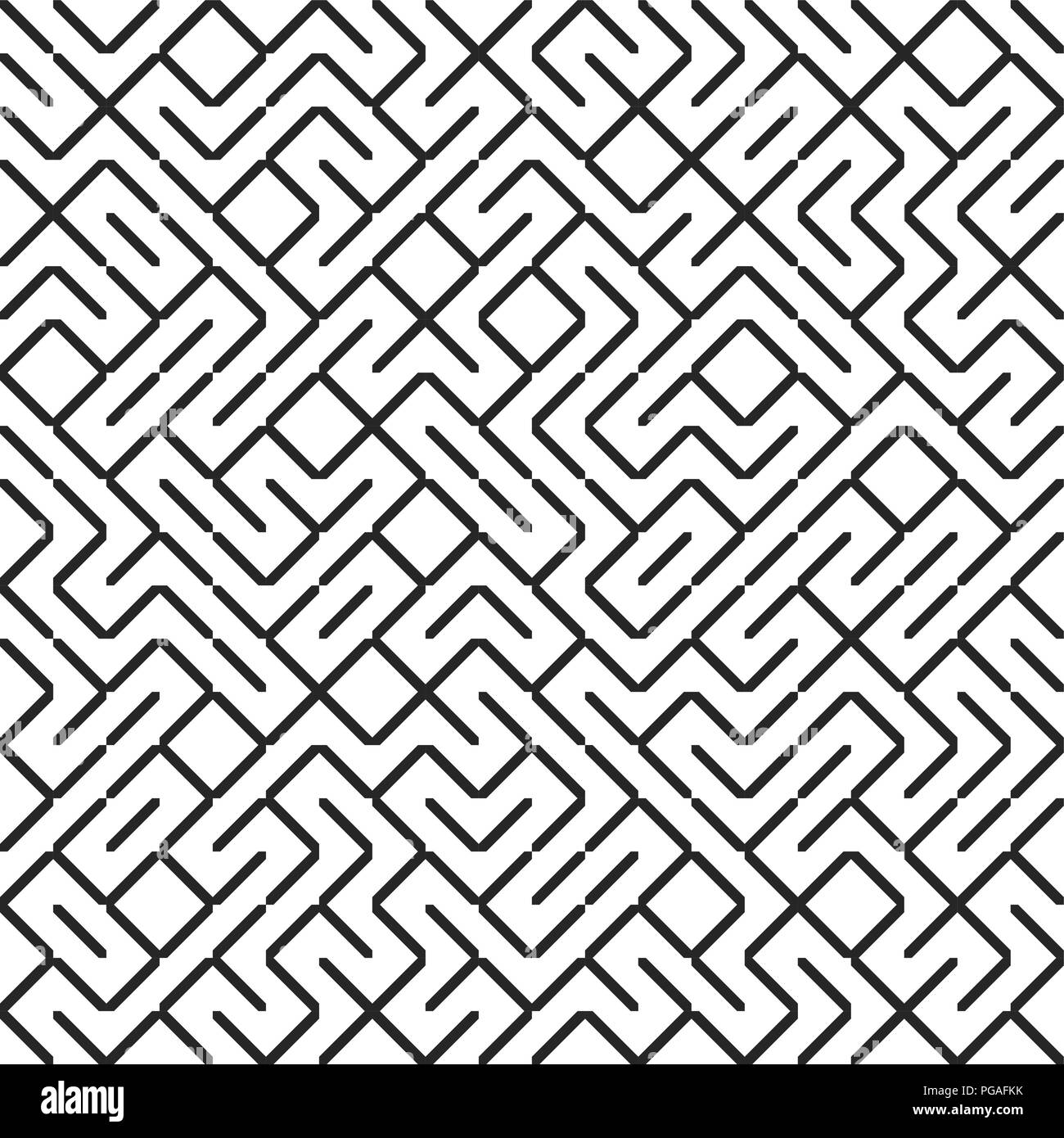 Seamless fractal line maze pattern. Truchet tiled labyrinth background ...