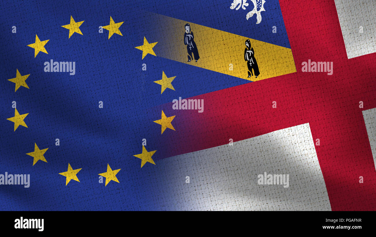 European Union and Herm Flags - Two Flags Together - EU Stock Photo - Alamy