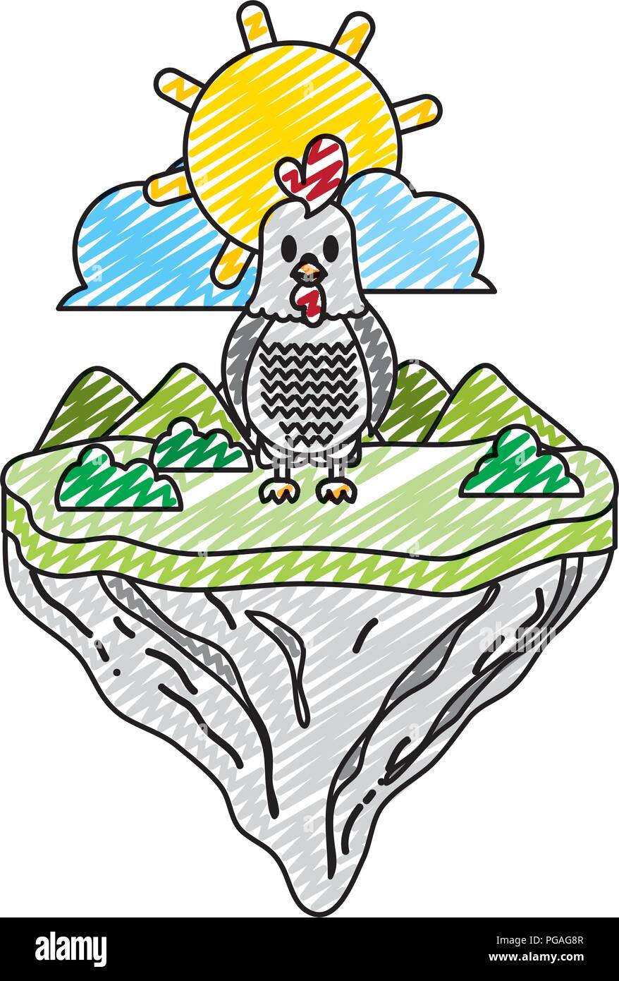 doodle male rooster animal in float island Stock Vector Image & Art - Alamy