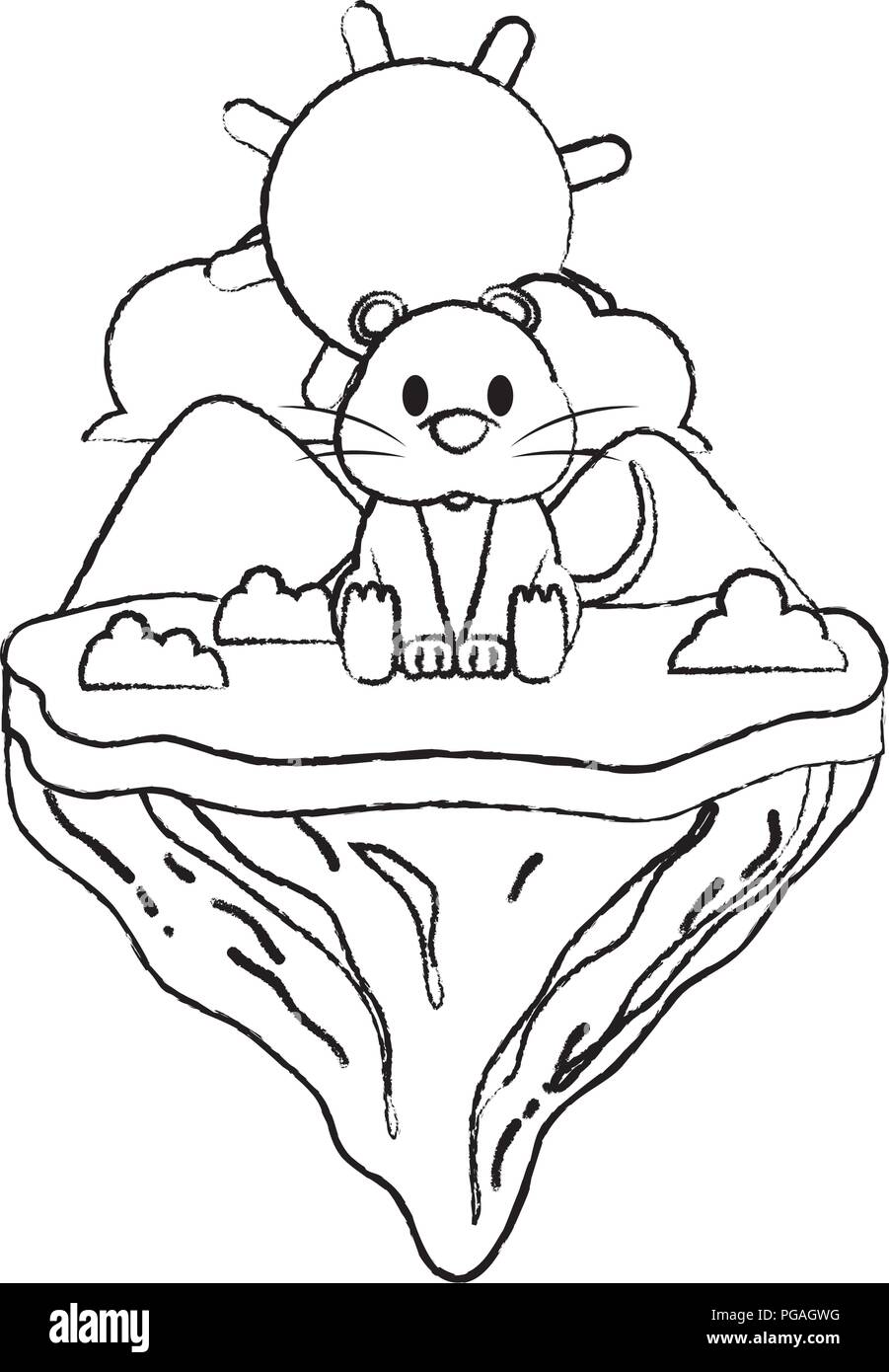 grunge cute mouse animal in float island Stock Vector Image & Art - Alamy