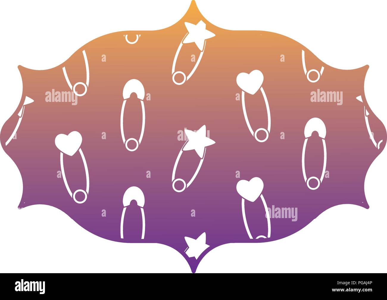 arabic frame with baby pins pattern over white background, colorful ...