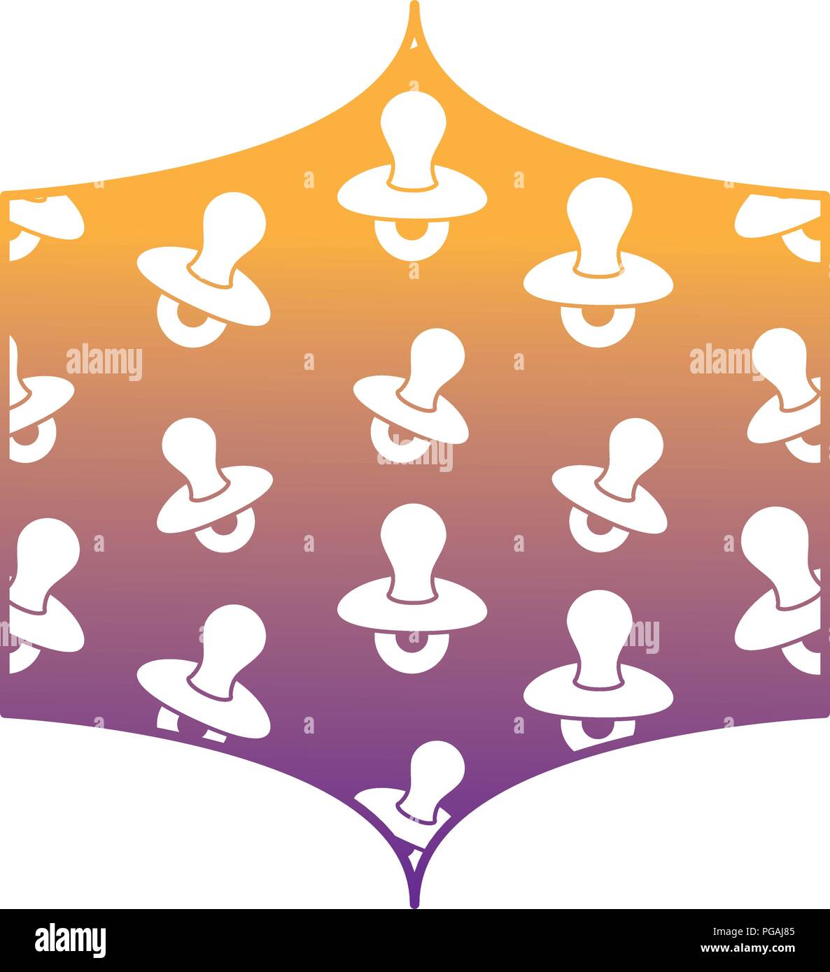 decorative frame with baby pacifier pattern over white background ...