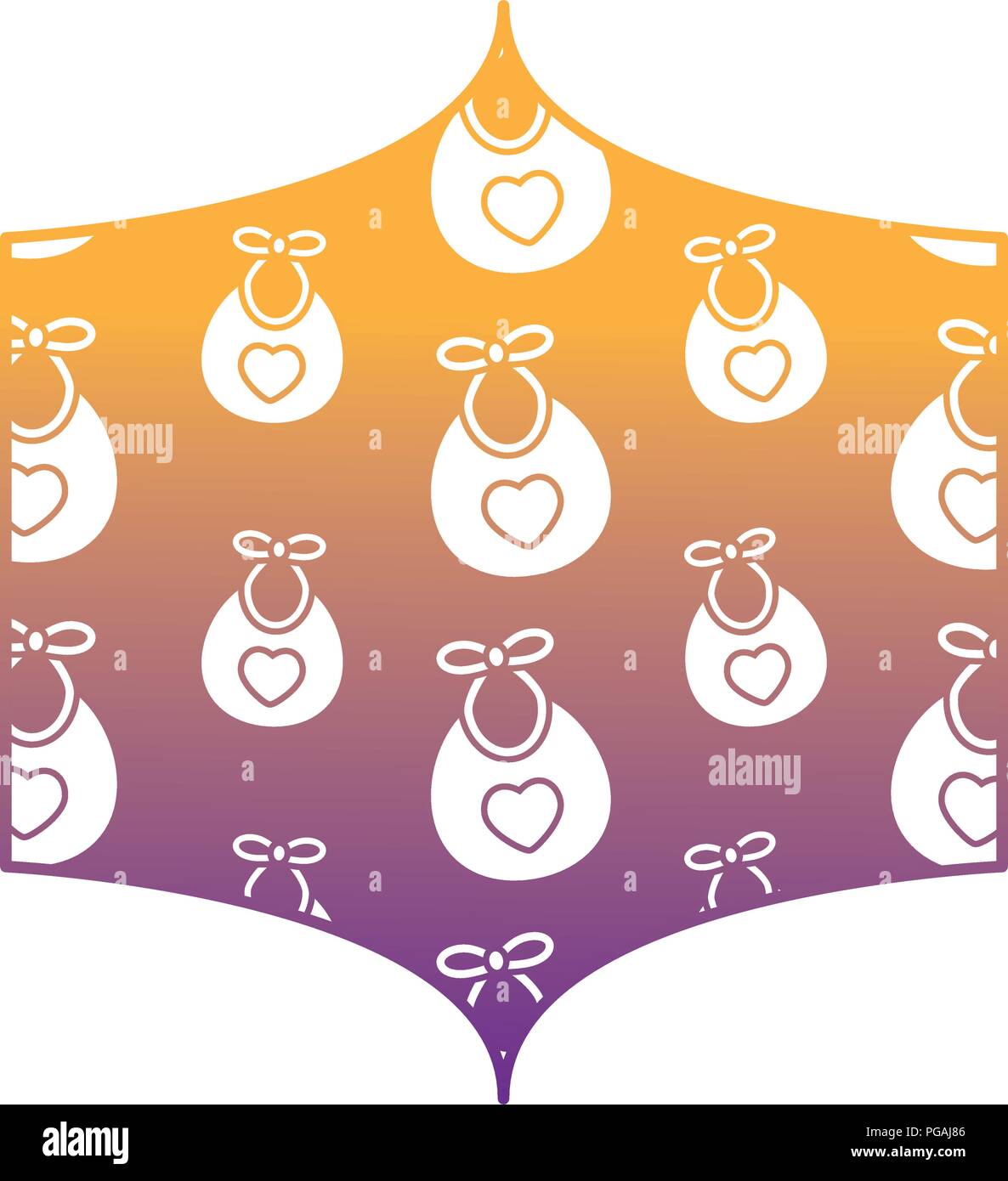 decorative frame with baby bib pattern over white background, colorful ...