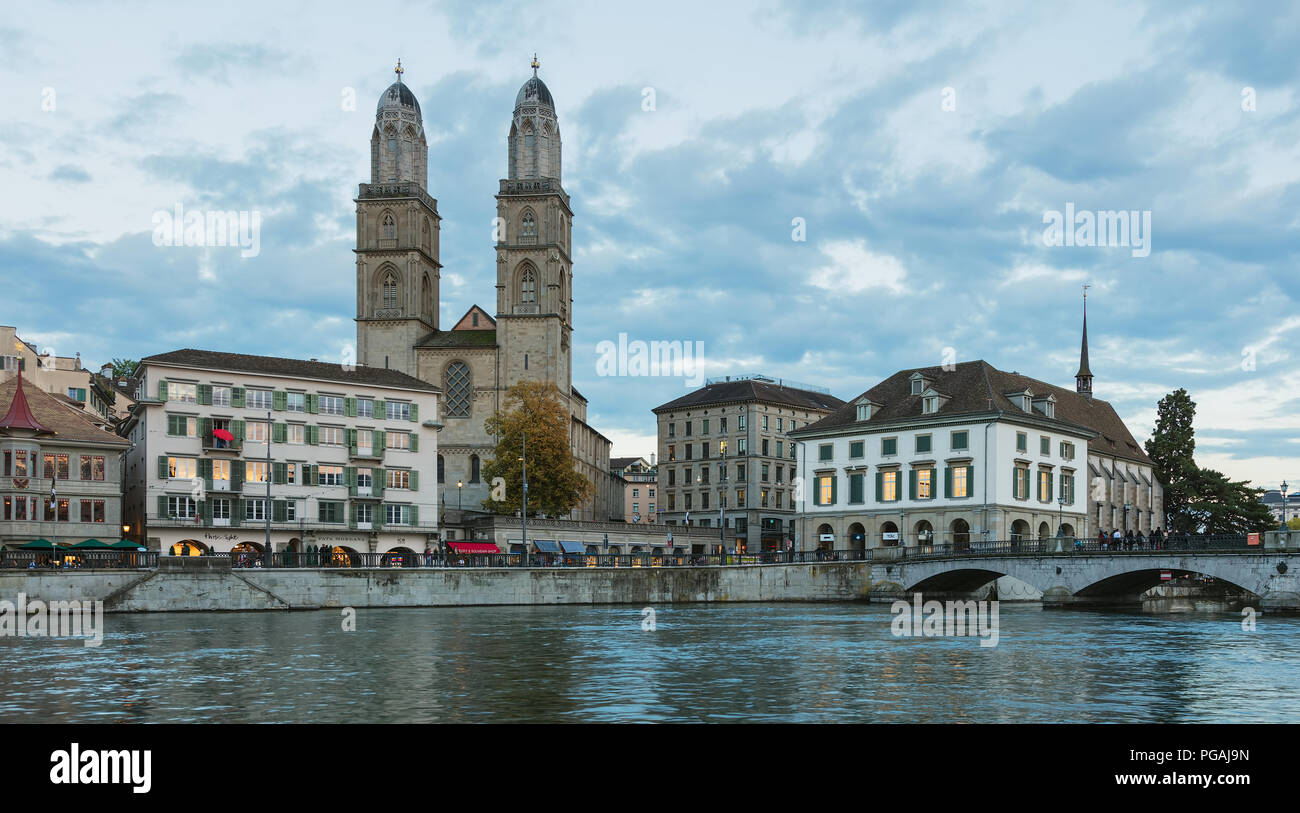 Zurich, Switzerland - September 27, 2017: buildings of the historic ...