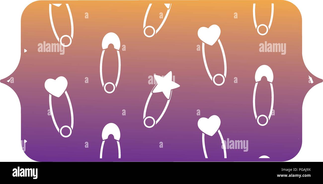 banner with baby pins pattern over white background, colorful design ...