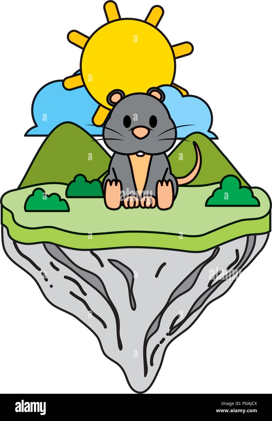 color cute mouse animal in float island Stock Vector Image & Art - Alamy