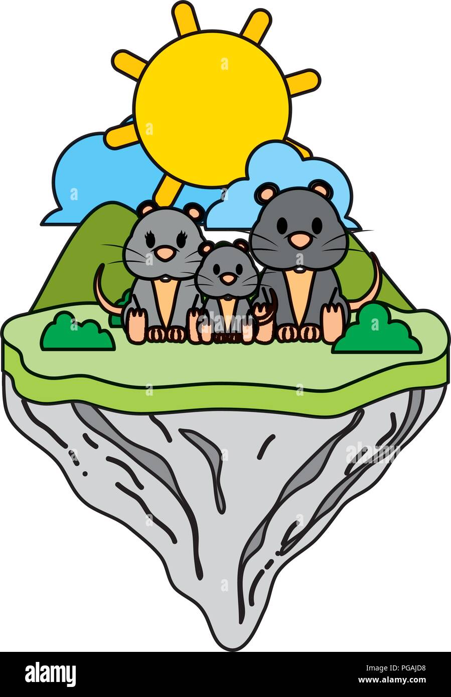 color family mouse animal in float island Stock Vector Image & Art - Alamy