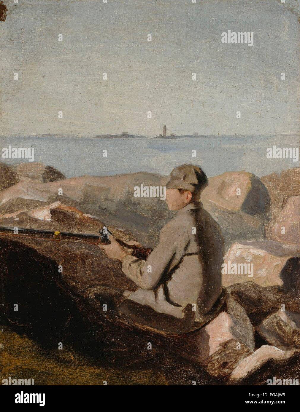 Aukusti Uotila - Linnustaja rannalla, harjoitelma Stock Photo - Alamy