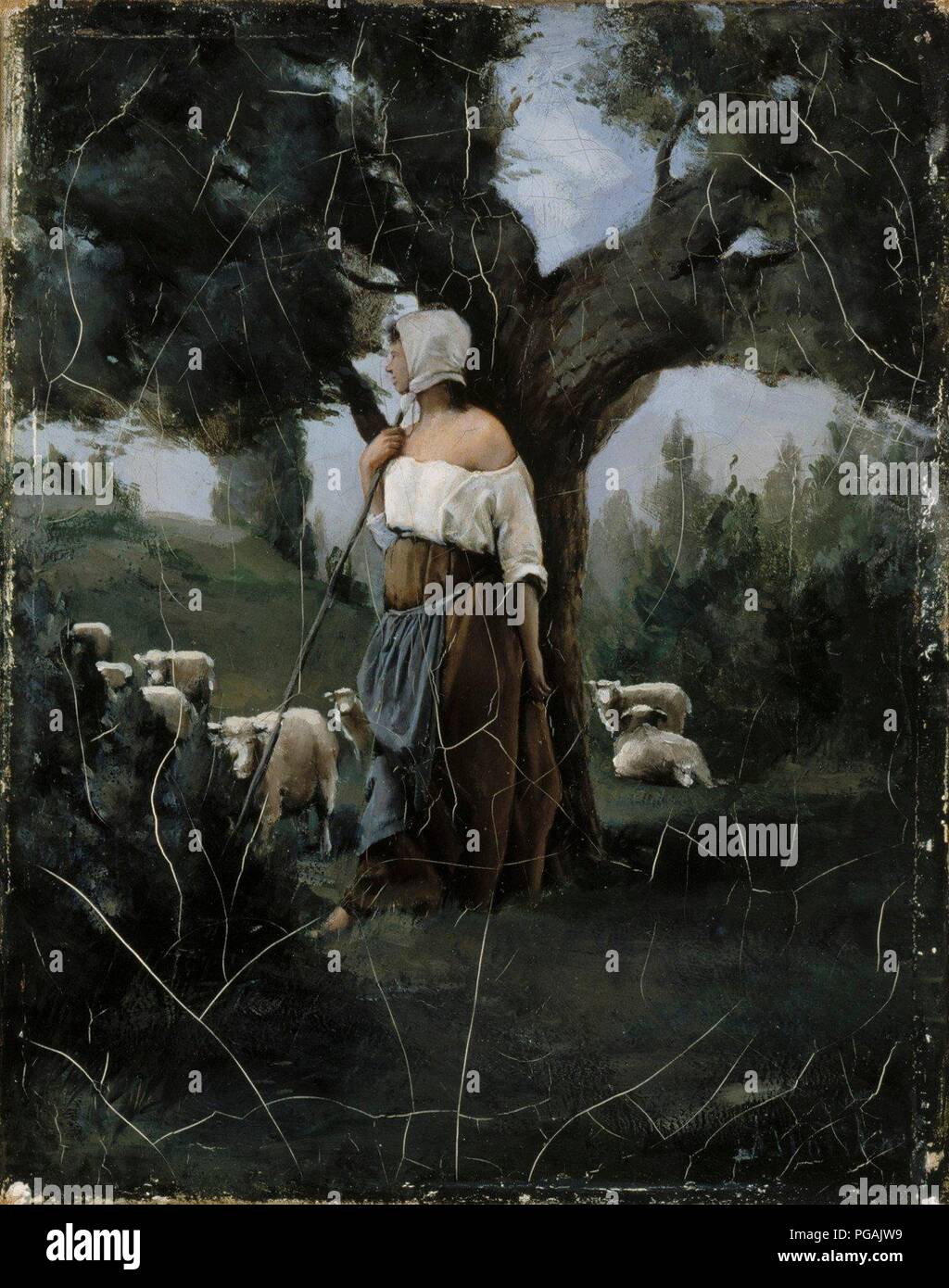 Aukusti Uotila - Shepherdess and Sheep Stock Photo - Alamy