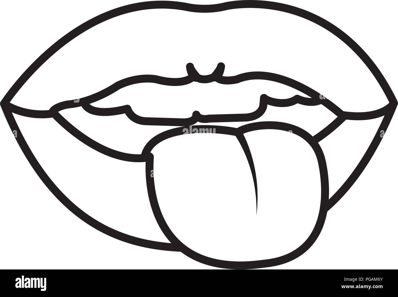 line funny mouth with teeth and tongue sign Stock Vector Image & Art ...