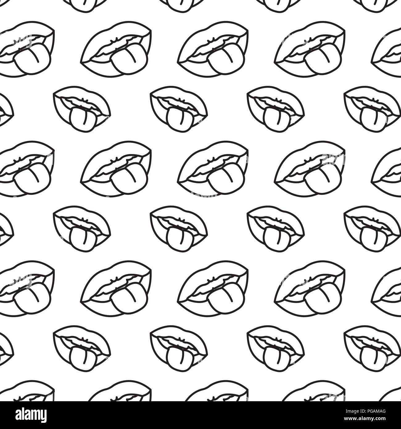 line funny mouth with teeth and tongue background Stock Vector Image ...