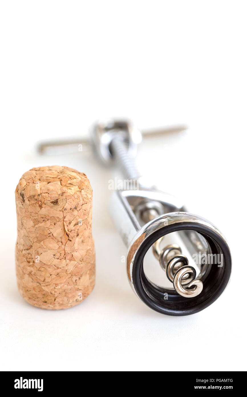 Wine bottle opener, kitchen utensil isolated on white background Stock ...
