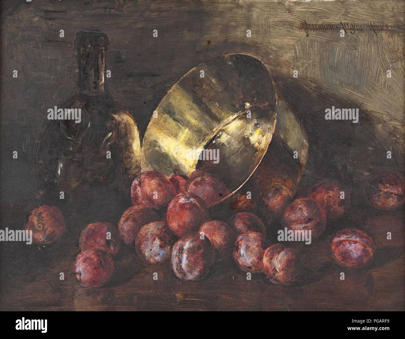August Herrmann-Allgäu Stillleben mit Pflaumen Stock Photo - Alamy