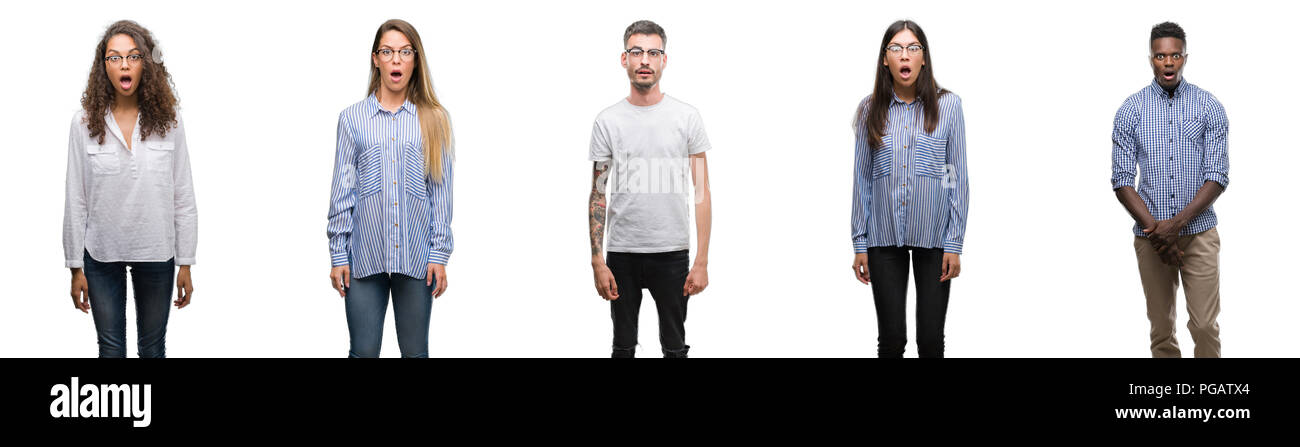 Group and team of young business people over isolated white background ...