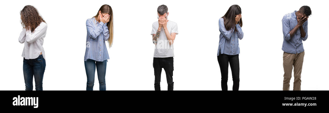 Group and team of young business people over isolated white background ...