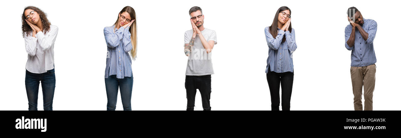 Group and team of young business people over isolated white background ...