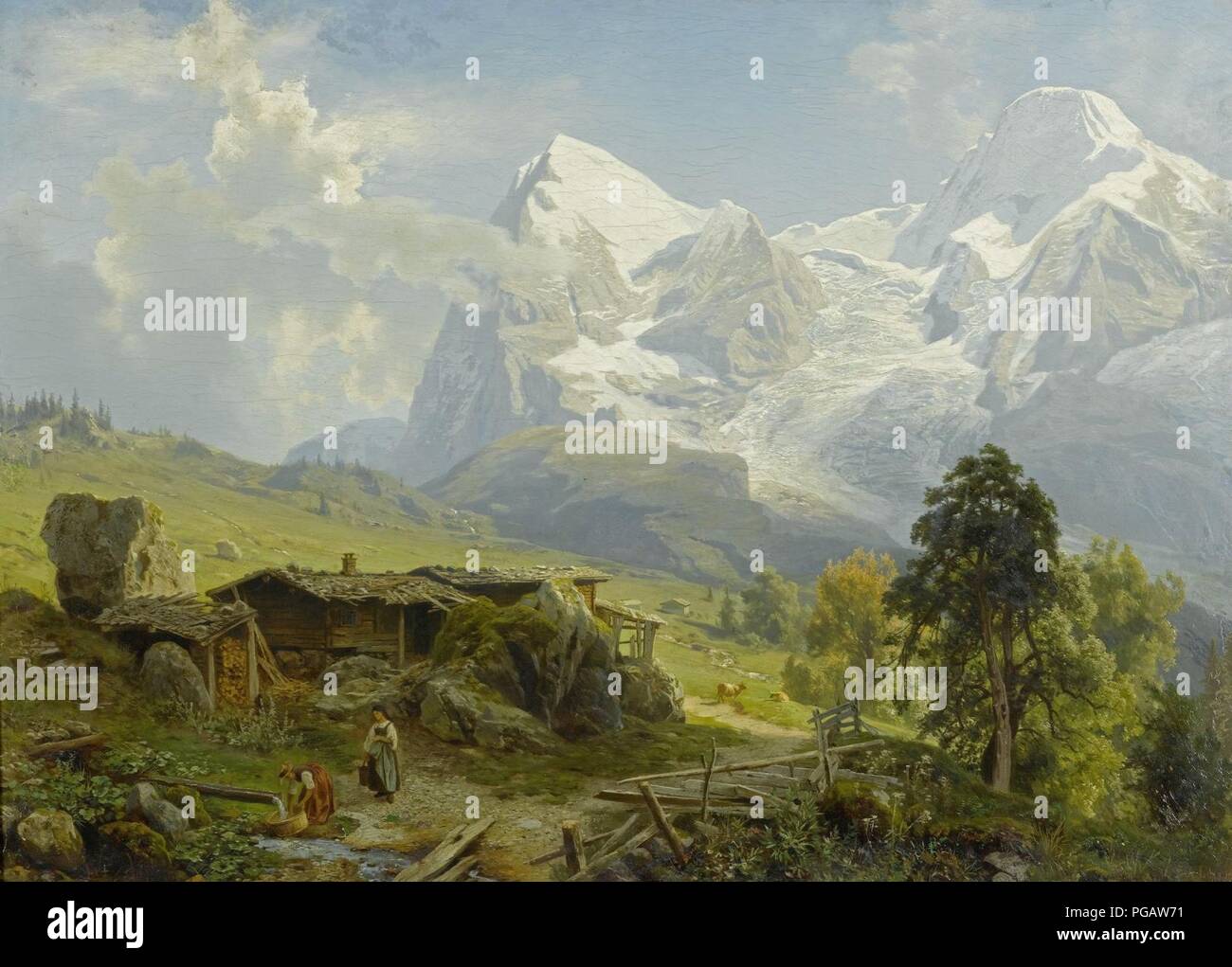 August Wilhelm Leu - Blick von der Wengerenalp auf Eiger und Mönch ...