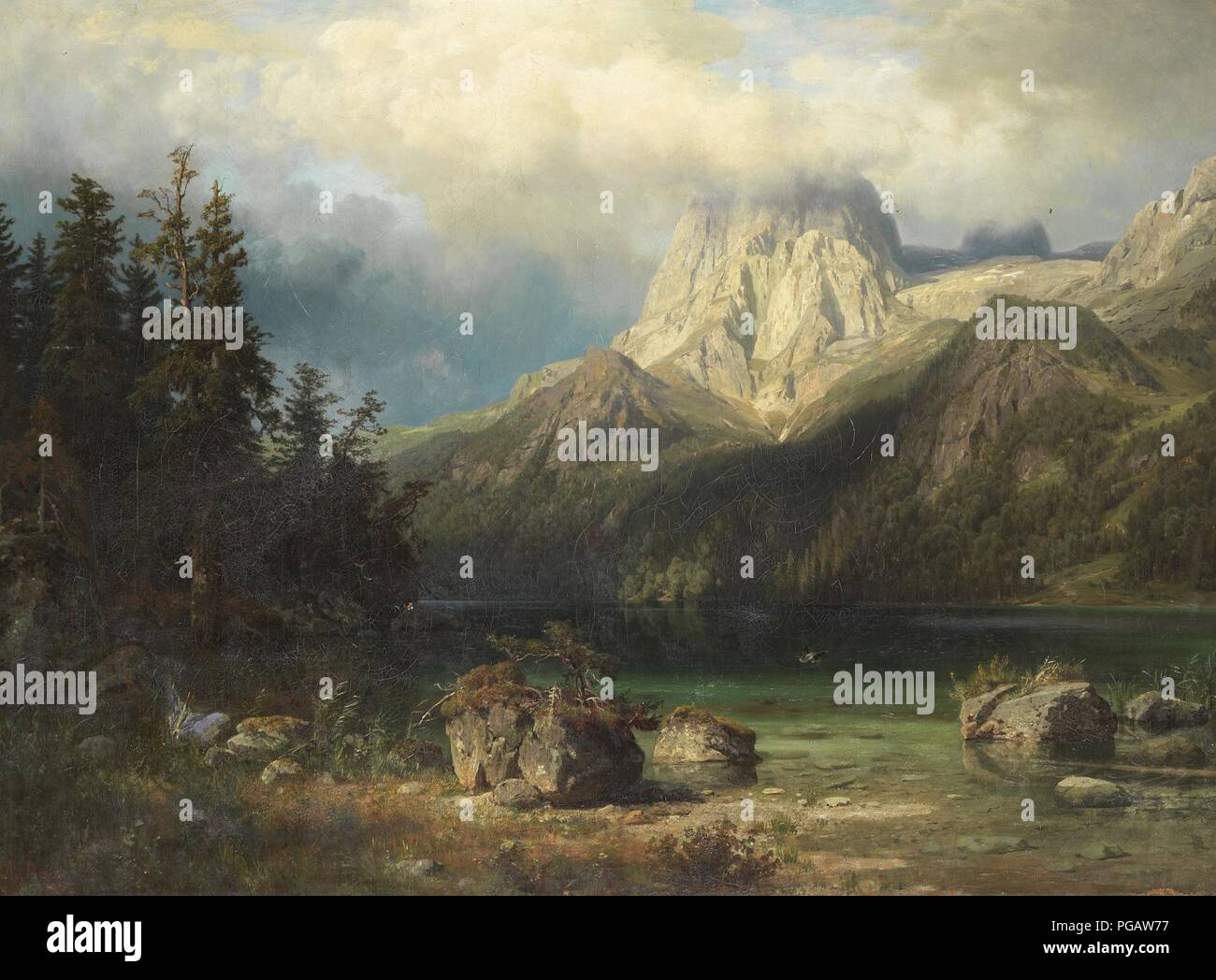 August Wilhelm Leu - Gebirgslandschaft (1857 Stock Photo - Alamy