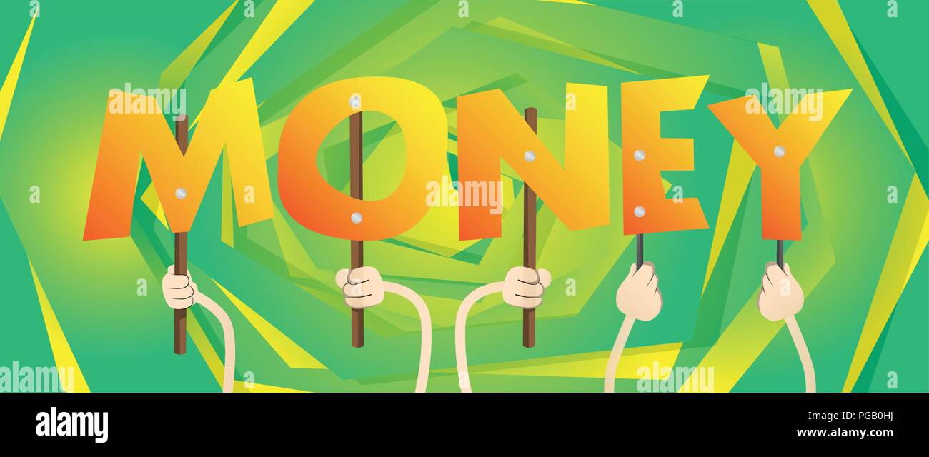 Diverse hands holding letters of the alphabet created the word Money ...