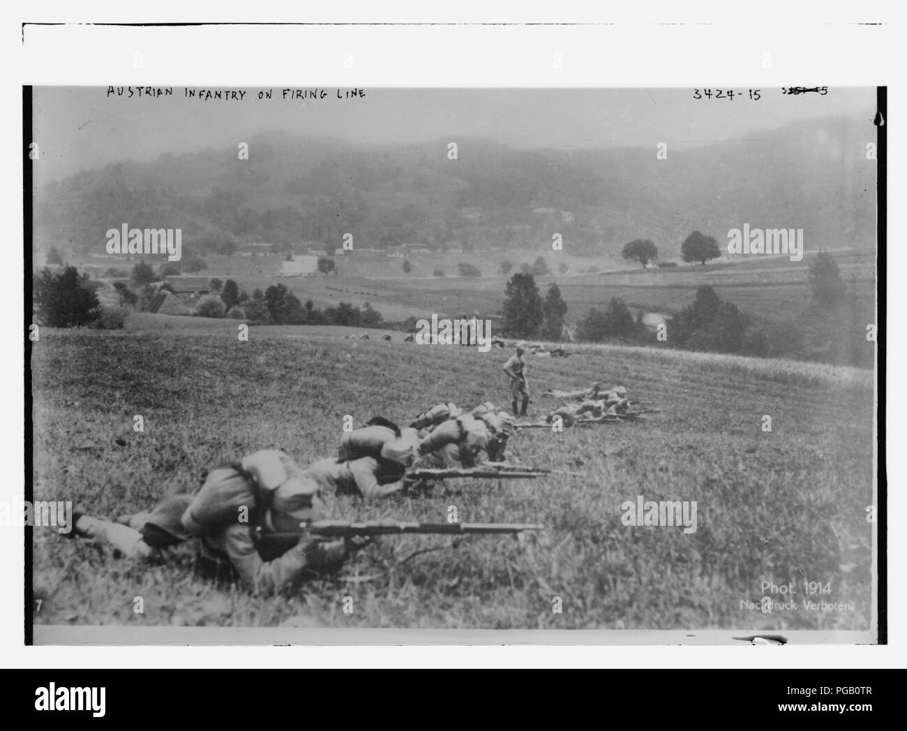 Austrian infantry on firing line Stock Photo - Alamy