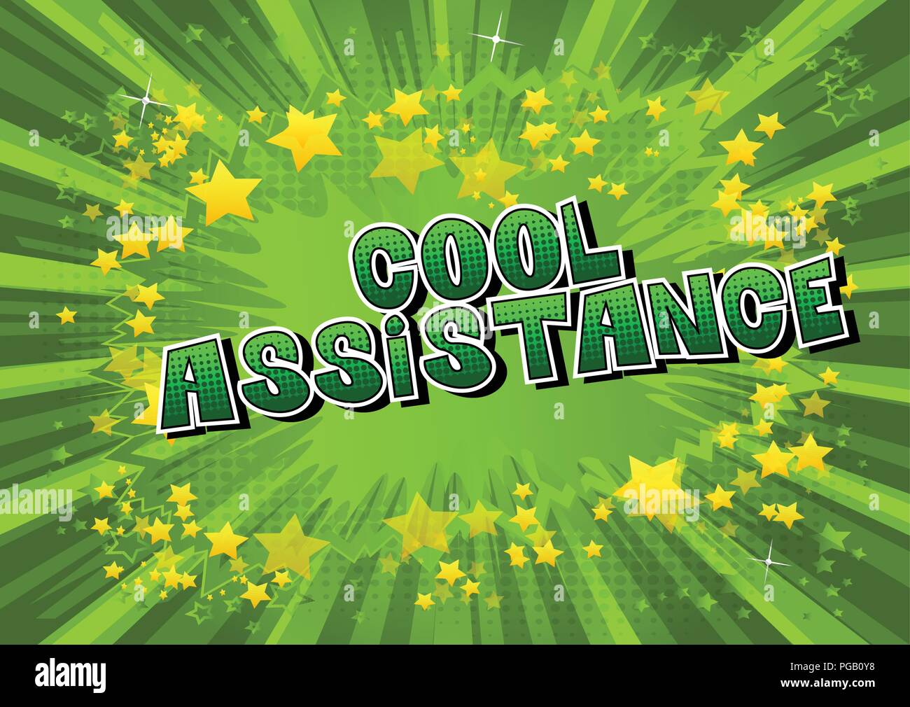 Cool Assistance - Comic book style word on abstract background Stock ...