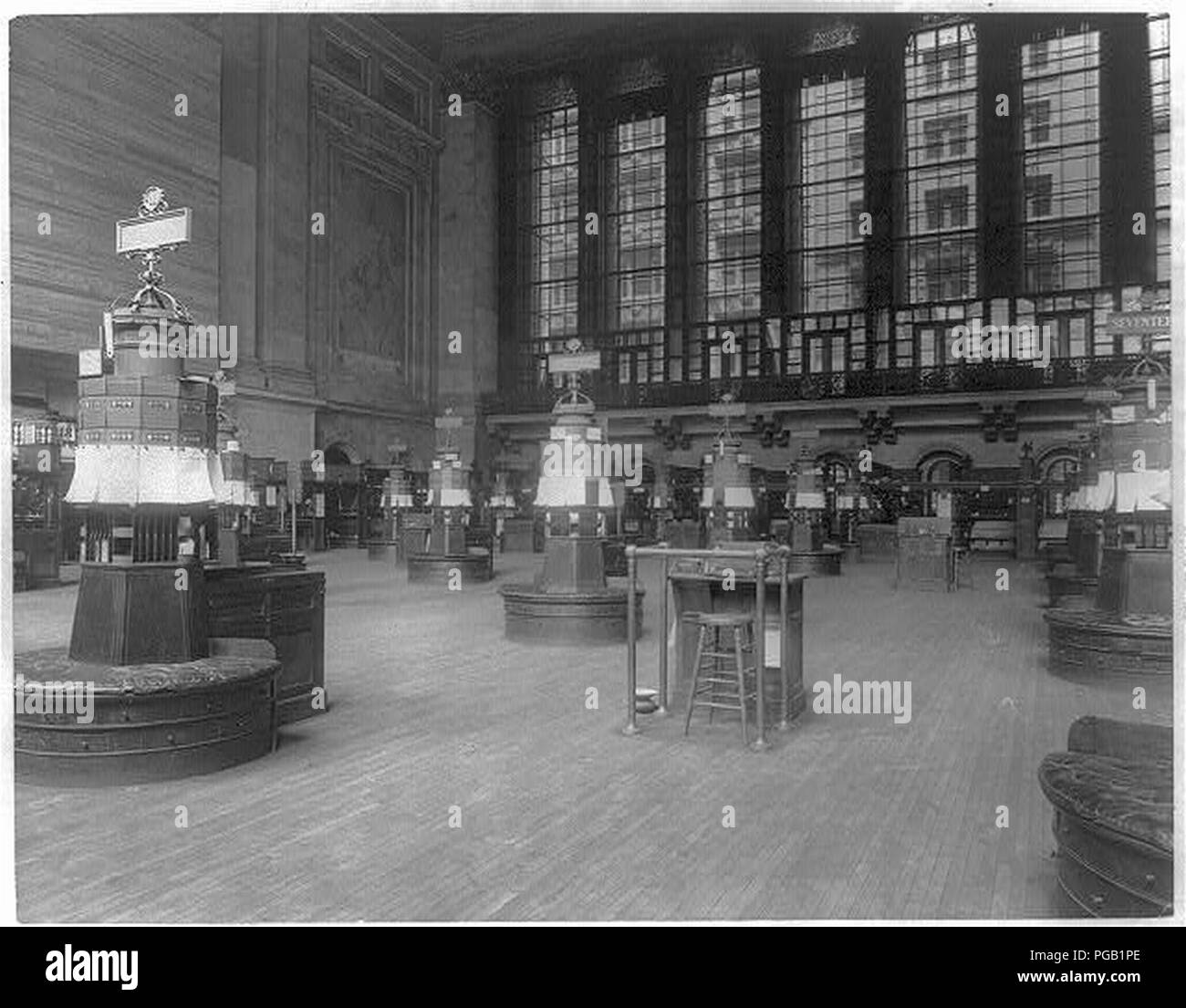Automatic ticker apparatus New York Stock Exchange. View of stations ...
