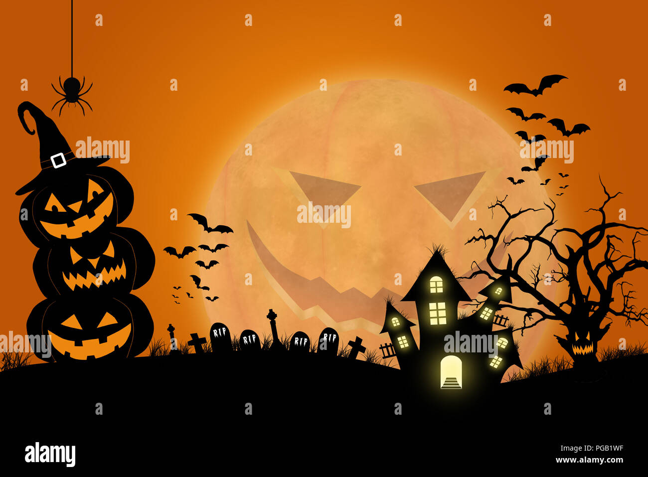 Traditional Halloween background template design with space for text ...