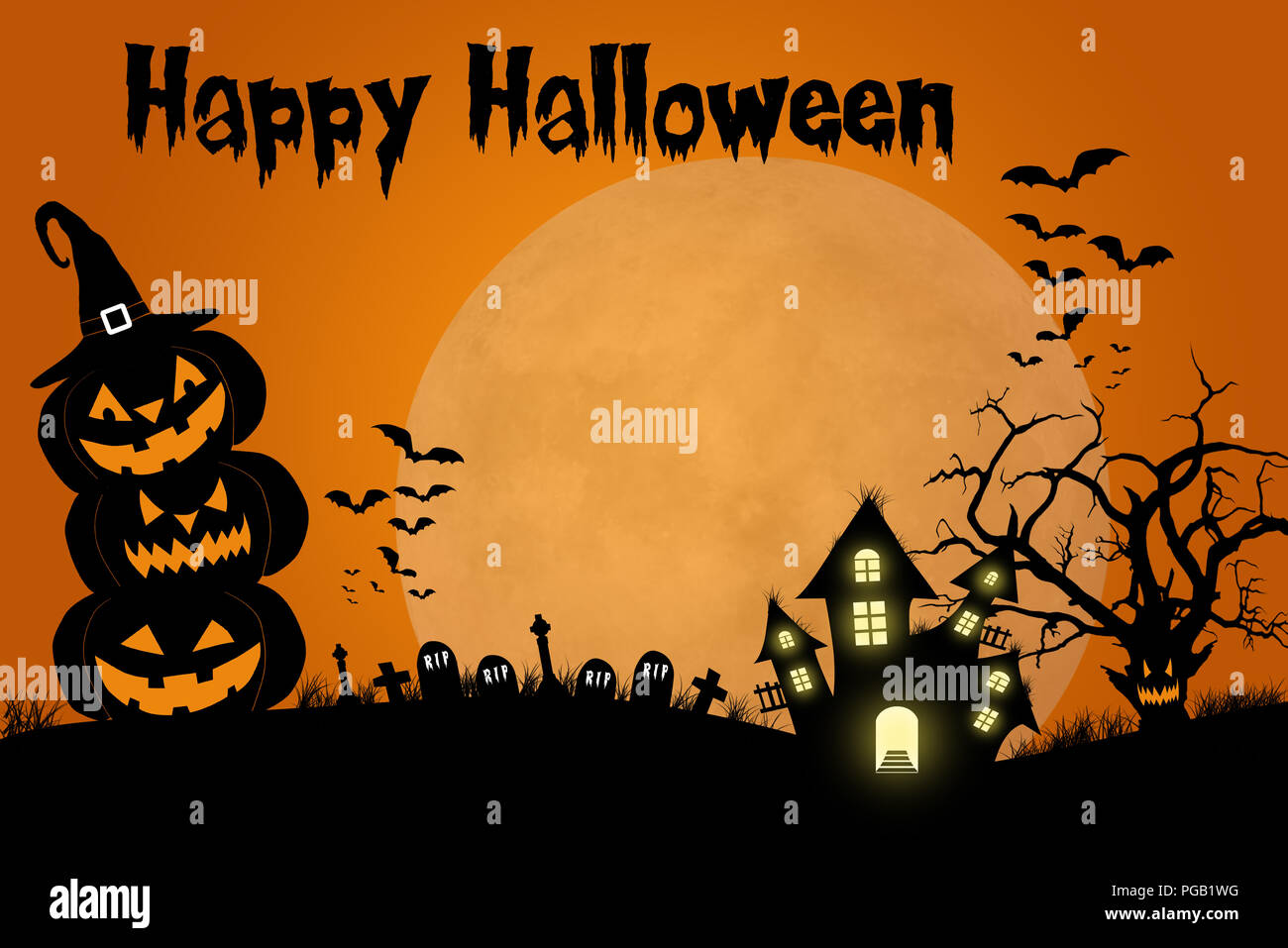 Traditional Halloween background template design with space for text ...