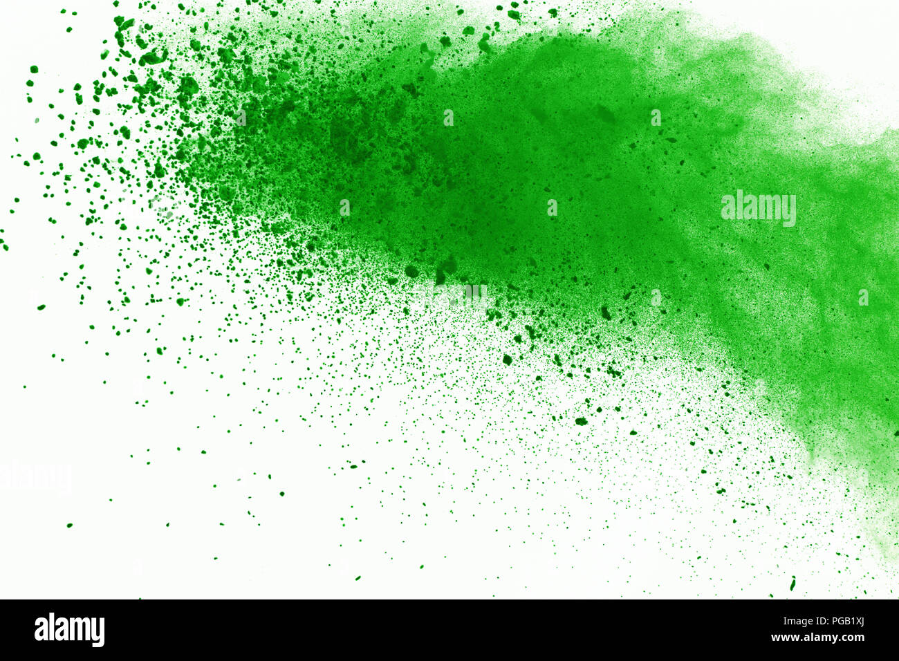 Freeze motion of Green powder exploding on white background Stock Photo ...