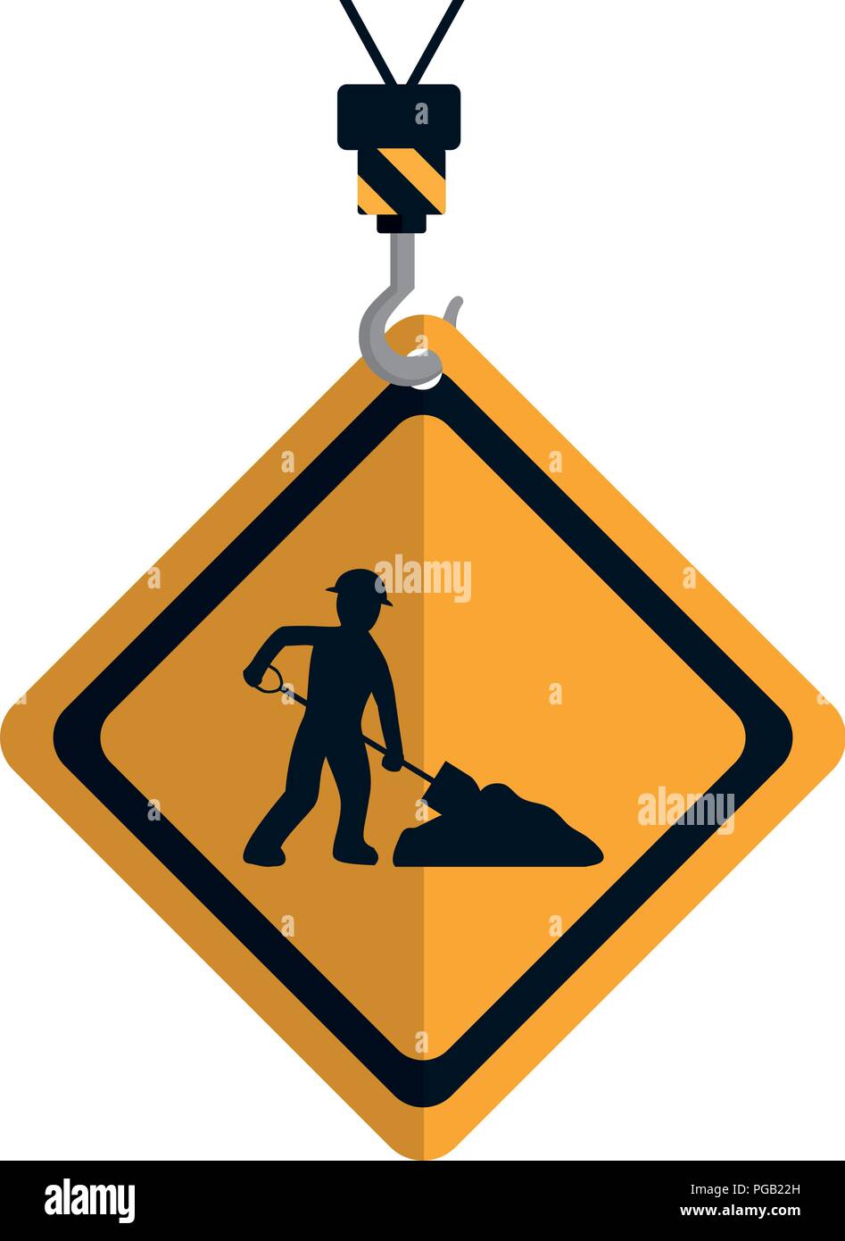 caution diamond emblem with laborer and shovel Stock Vector Image & Art ...